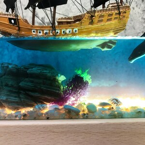 Resin Art Epoxy Resin Night Light Home Desk Decor Ocean Landscape ...
