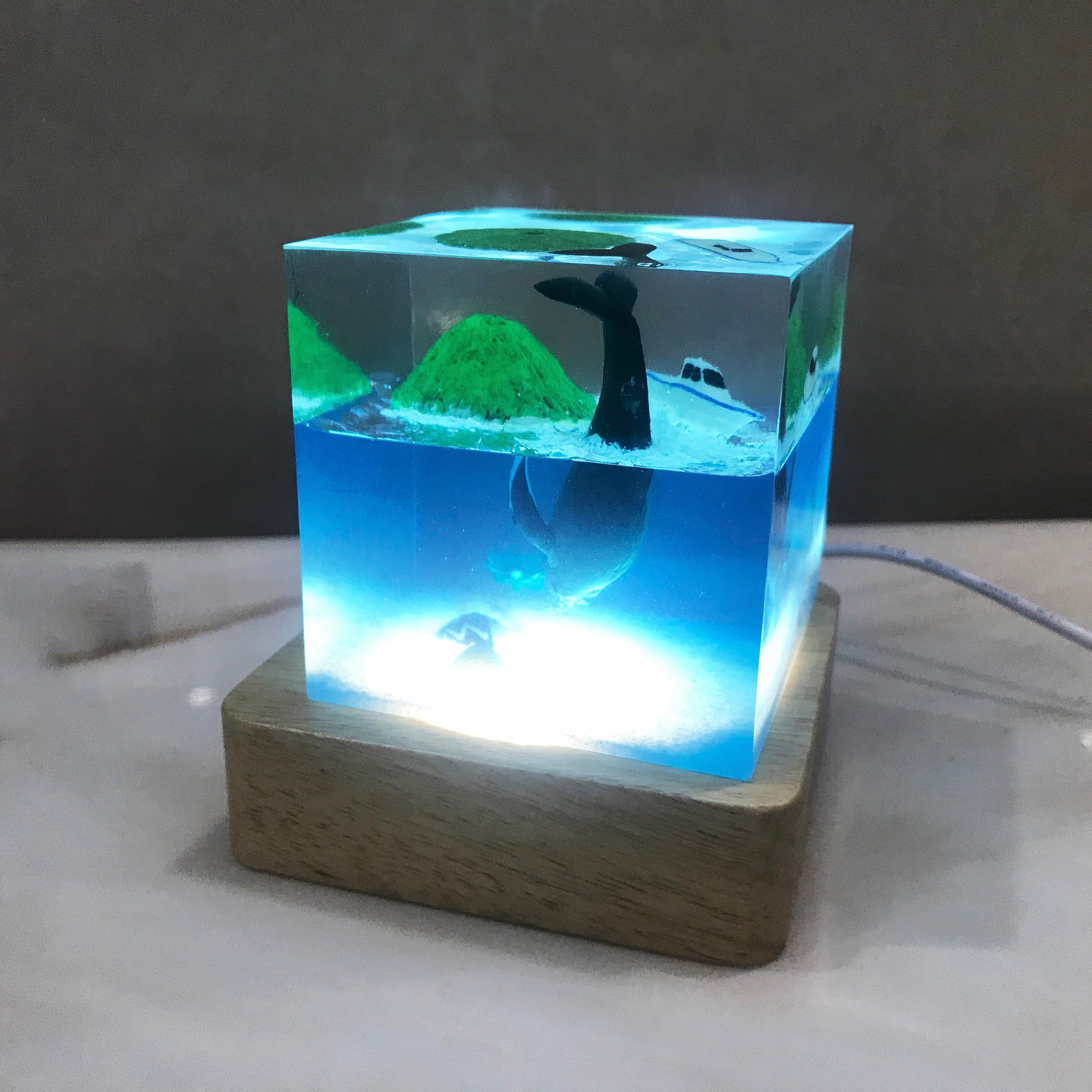 Resin Cube Epoxy Resin Night Light Ocean Miniature Island - Etsy