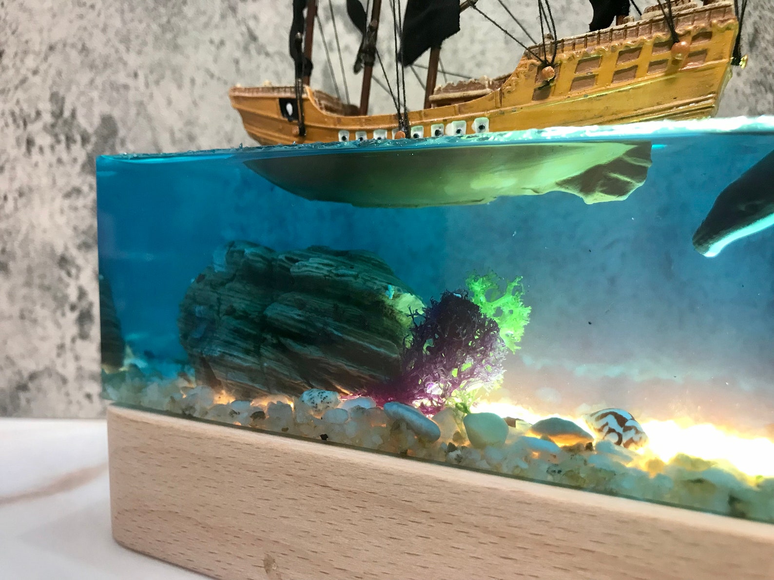 Resin Art Epoxy Resin Night Light Home Desk Decor Ocean - Etsy