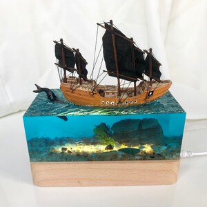 Resin Art Epoxy Resin Night Light Home Desk Decor Ocean Landscape ...