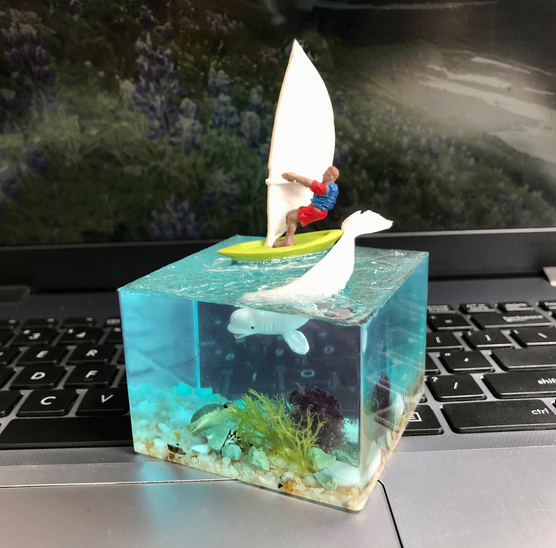 Resin Art Epoxy Cube Night Light Ocean Creature Paperweight | Etsy