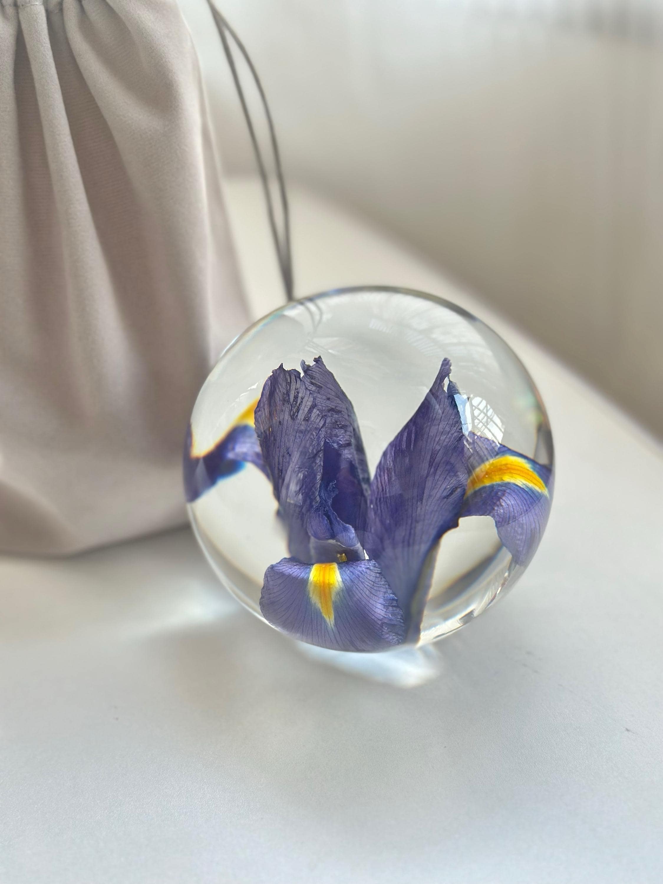 Preserved Purple Iris Resin Sphere: Floral Keepsake Gift - Etsy