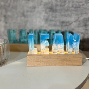 Resin Letters Lamp Ocean Light Seaside Resin Art Epoxy Resin Light Desk ...