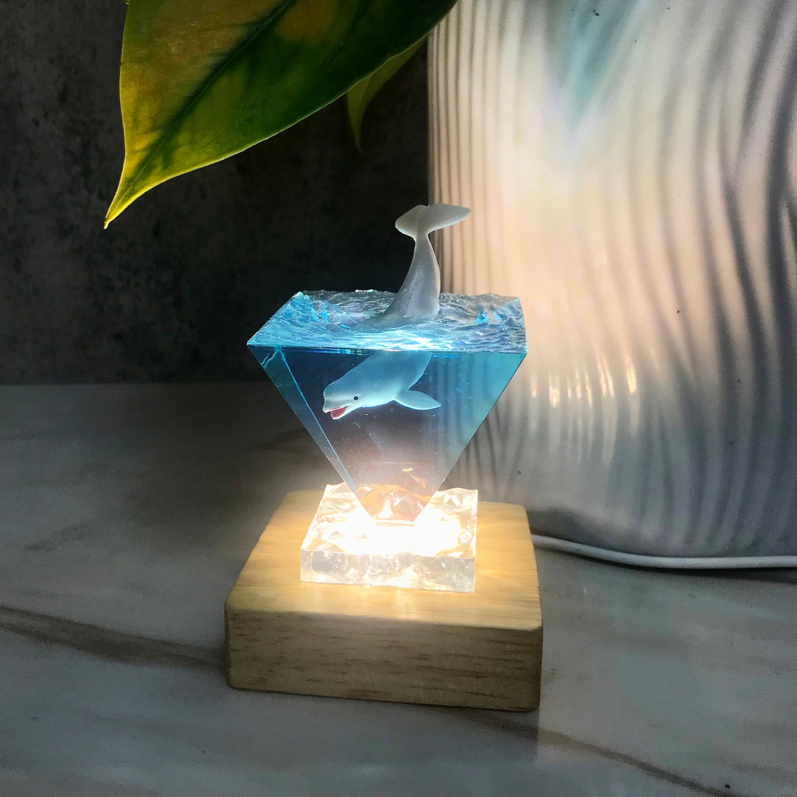 Resin Art Ocean Night Light Pyramid-shaped Ornaments the White - Etsy