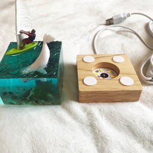 Resin Art Epoxy Cube Night Light Ocean Creature Paperweight Handmade ...