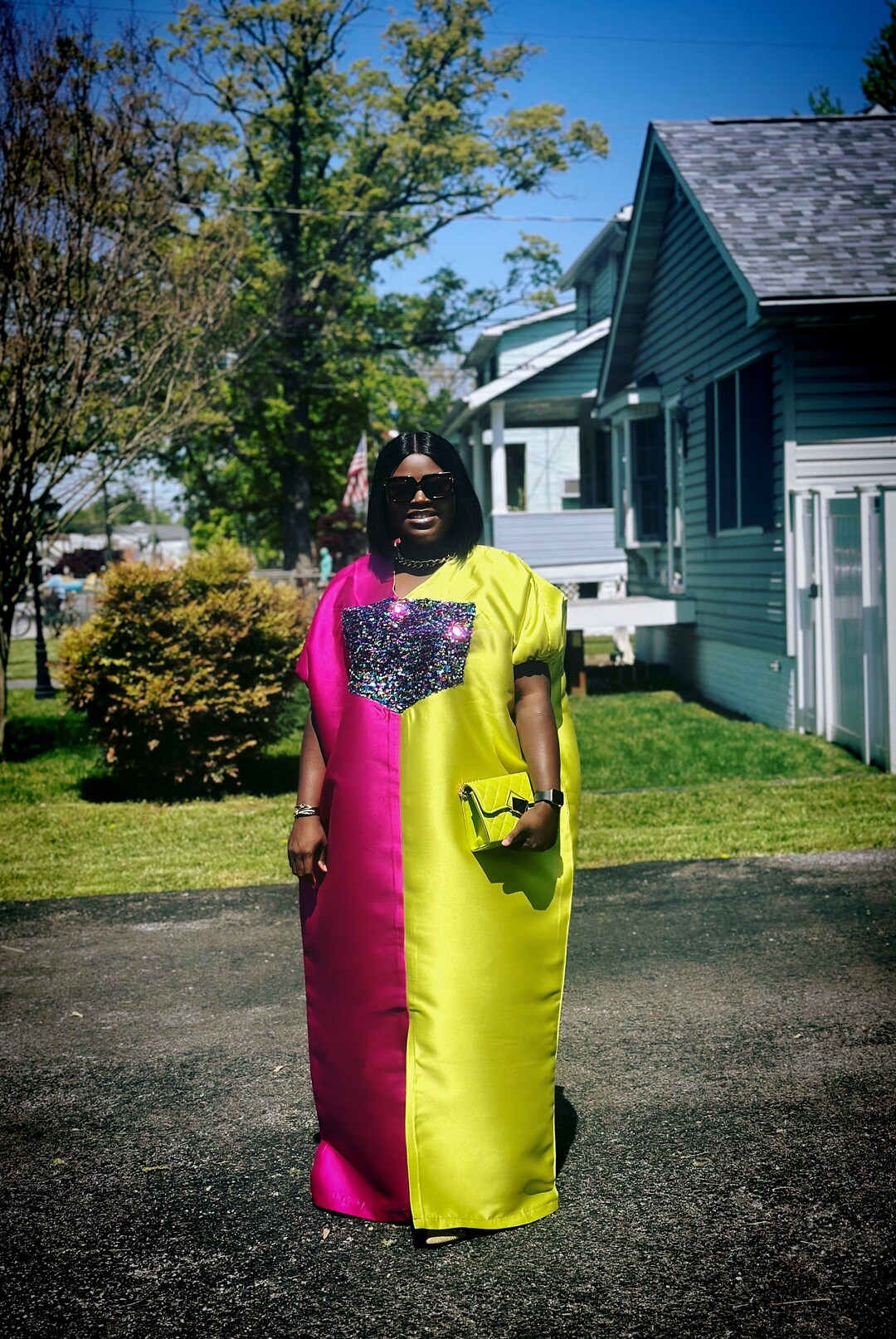 Rich Aunt Two-toned Luxe Sequin Bubu, Sequin Kaftan, Sequin Dress, African Woman Dress, Boubou ...