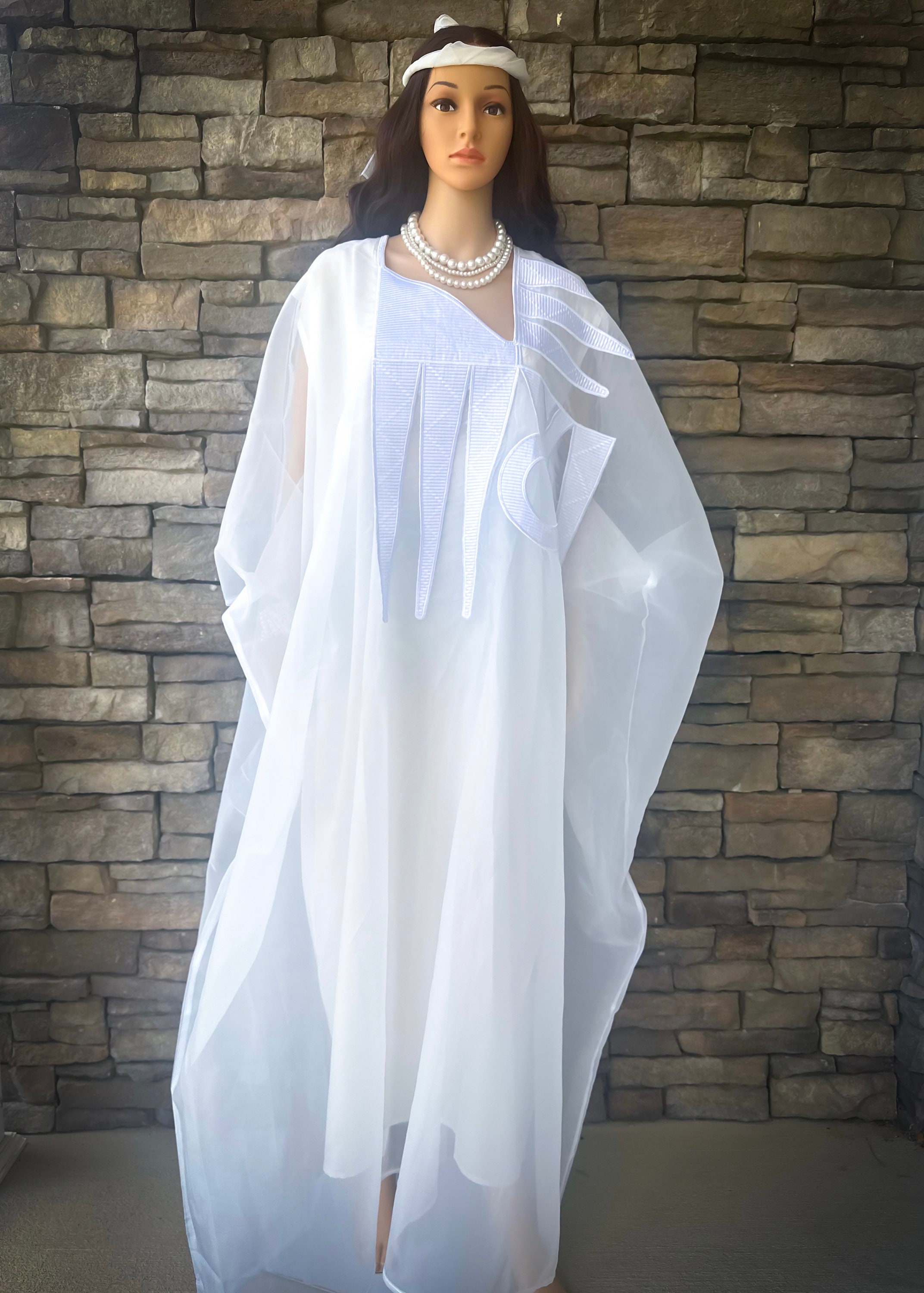 Off White Organza Bubu, Embroidery Bubu, Boubou, Party Dress, Bubu ...