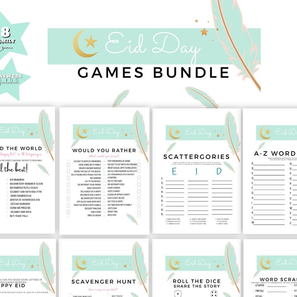 Eid Party Games Bundle / Purple Themed Eid Party Printable / Family Eid ...