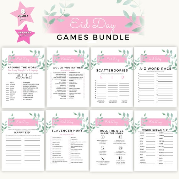 Pink Eid Day Games Bundle / Family Eid Games / Muslim Games / - Etsy