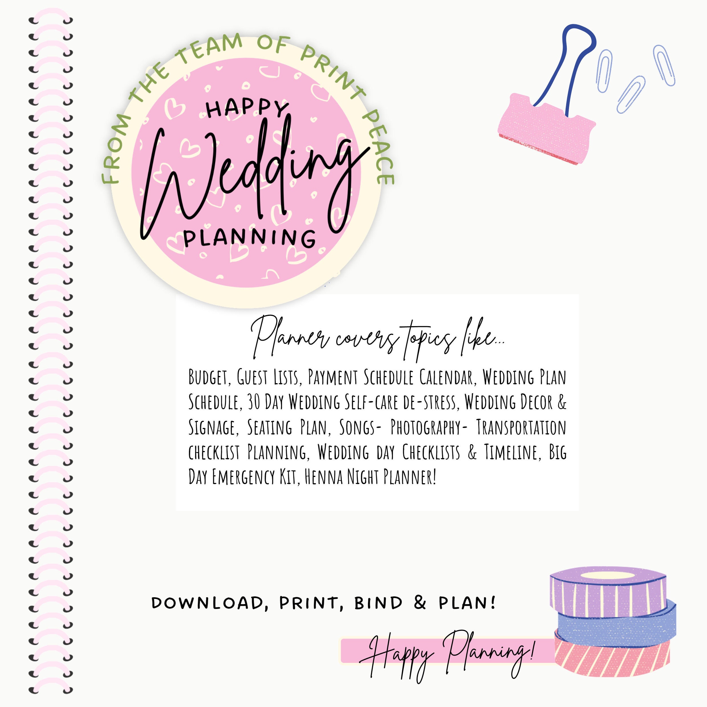 Printable Muslim Wedding Planner | Wedding Checklist | Wedding Binder ...