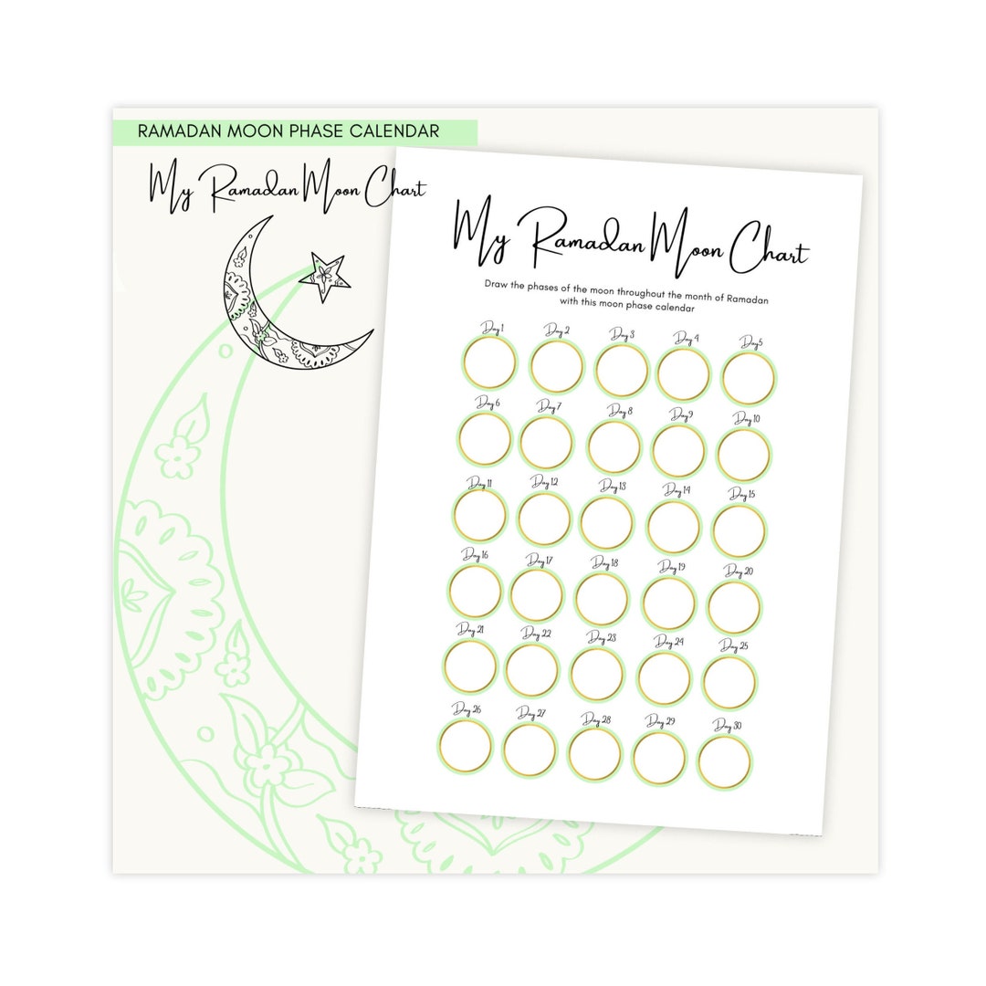 Ramadan Moon Phase Calendar / Moon Journal / Family Activity/ Ramadan ...