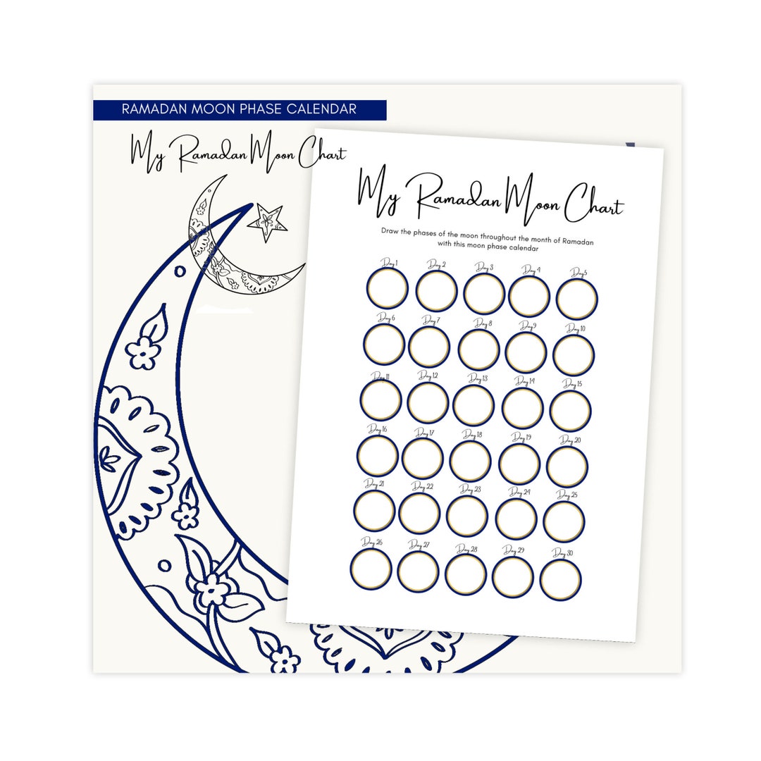 Ramadan Moon Chart / Moon Phase Calendar / Moon Journal / Family ...