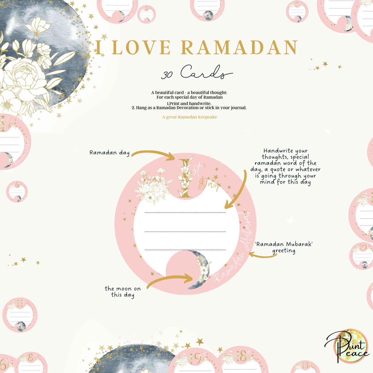 I Love Ramadan Pink Printable Cards | Ramadan Decoration | Ramadan ...