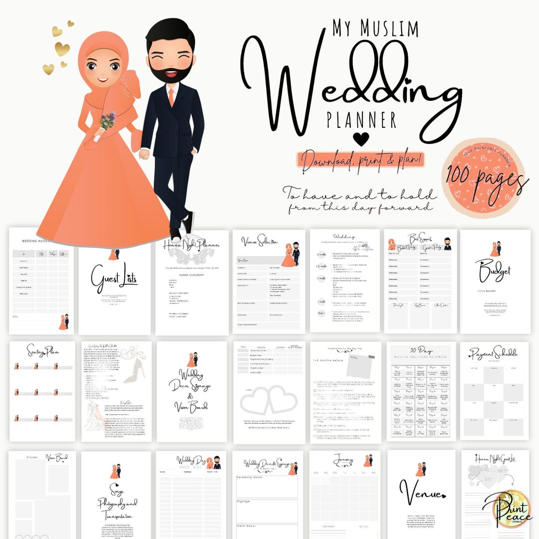 Muslim Wedding Couple Planner Organizer Printable | Engagement Gift ...
