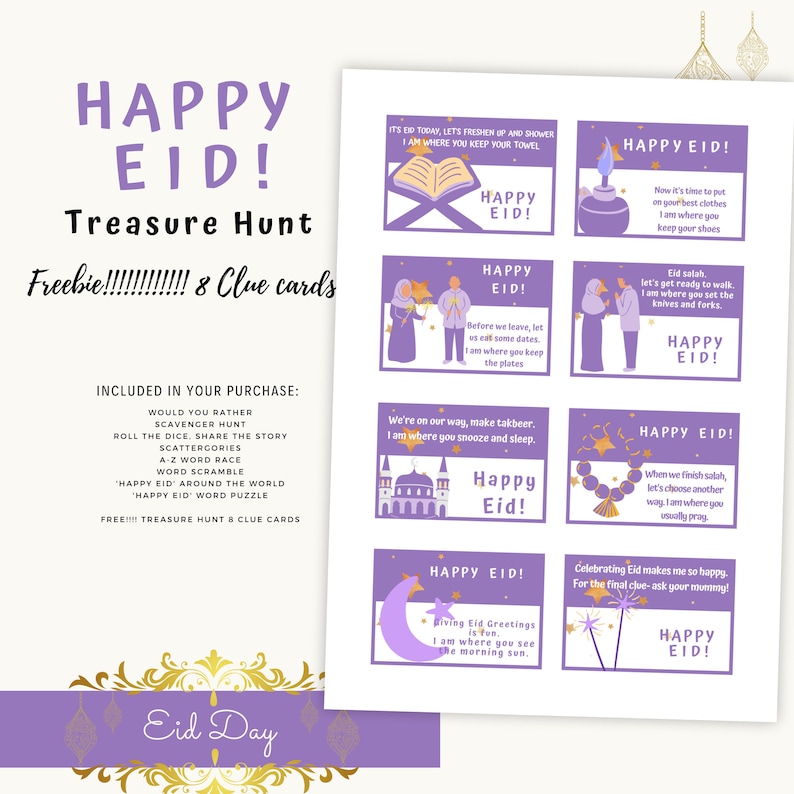 Eid Party Games Bundle / Purple Themed Eid Party Printable / Family Eid ...
