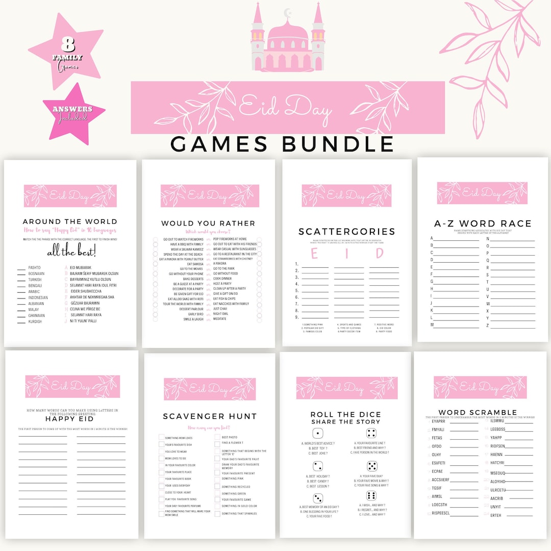 Eid Family Games Bundle / Printable Eid Activity / Kids Eid Gifts / Eid ...