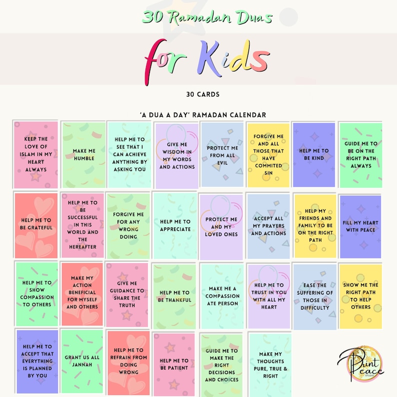 Ramadan Duas for Kids / Ramadan Printable Cards / Ramadan Activities ...