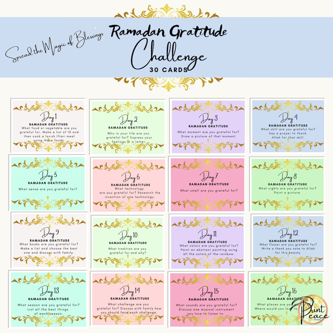 Ramadan Challenge / Gratitude Challenge Cards / Family Ramadan Activity ...