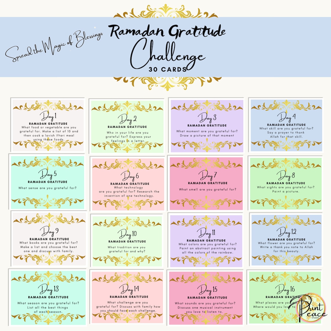 Ramadan Challenge / Gratitude Challenge Cards / Family Ramadan Activity ...