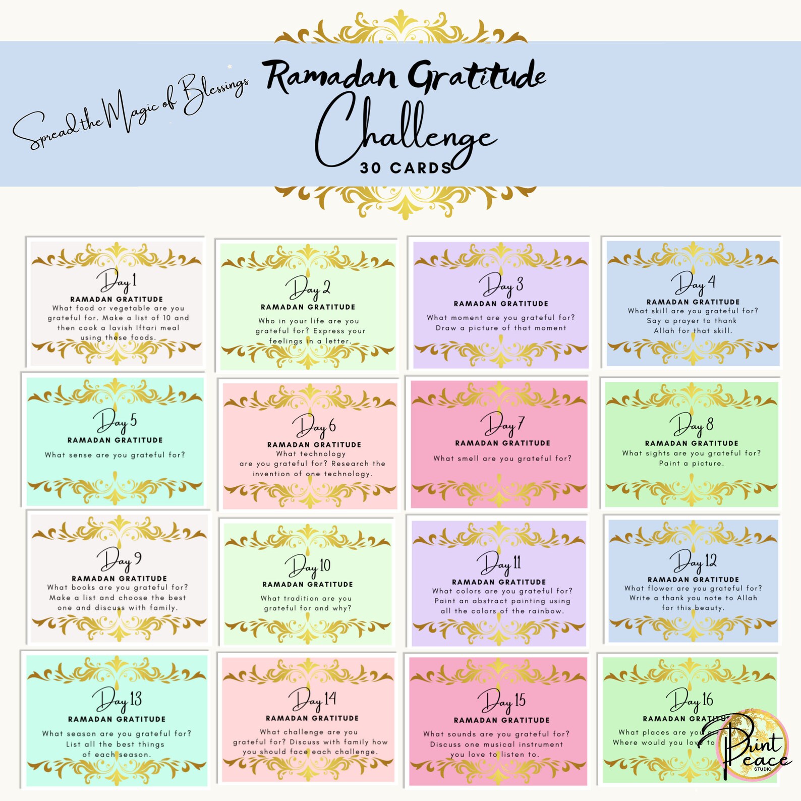 Ramadan Challenge / Gratitude Challenge Cards / Family Ramadan Activity ...