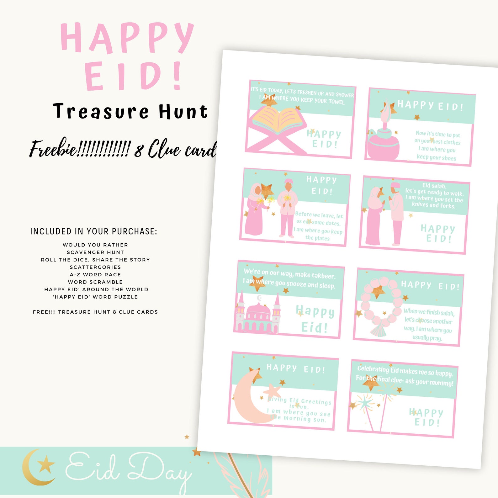 Blue Eid Day Games Bundle / Family Games / Eid Gift / Muslim Family Fun ...