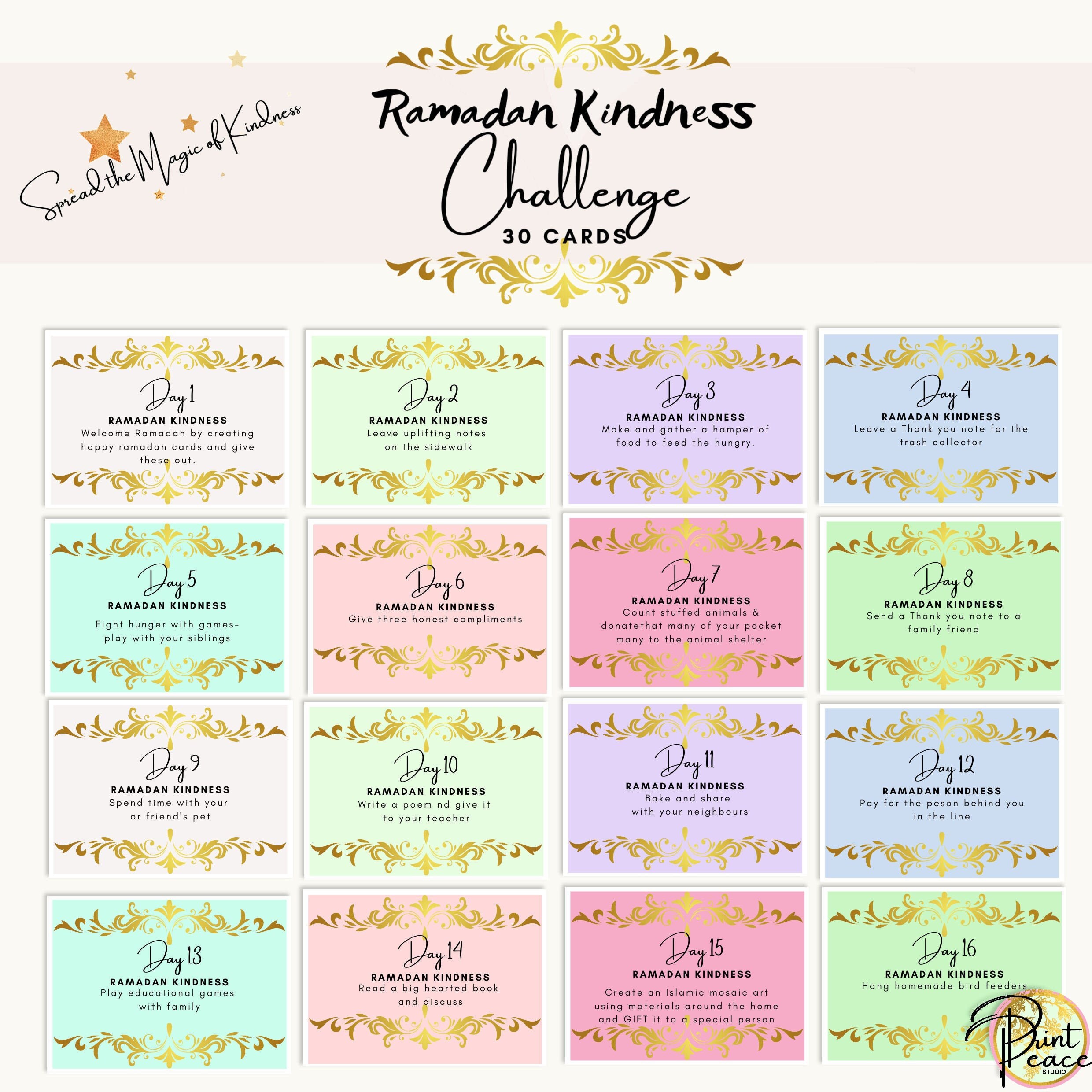 Ramadan Kindness Challenge Cards / Kids Activity / Kindness Activity ...