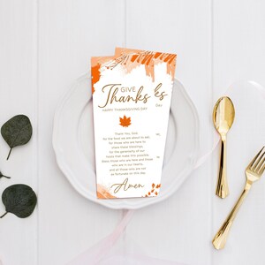 Spanish Thanksgiving Prayer Table Card With Name (digital Download) - Etsy