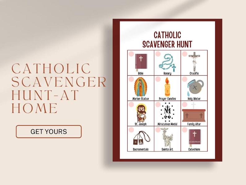 Catholic Scavenger Hunt for Kids - Printable Digital Download for a Fun ...