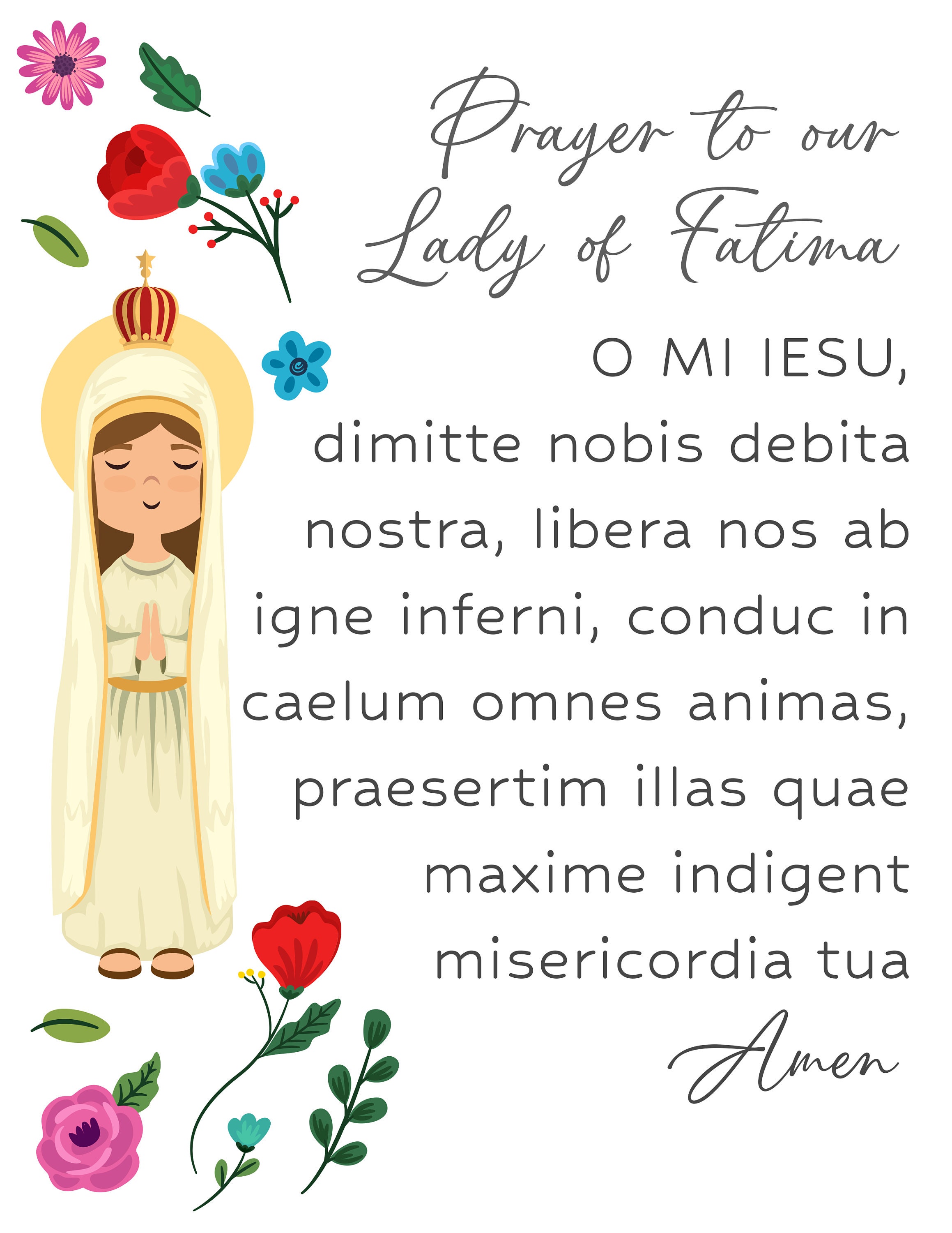 Fatima Prayer in English and Latin Digital Download - Etsy
