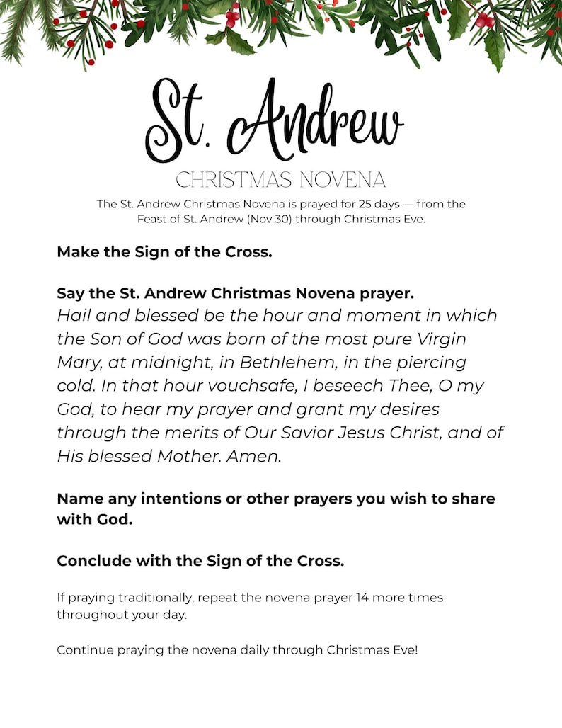 St. Andrew Christmas Novena Printable + Prayer Tracker | Advent Novena ...
