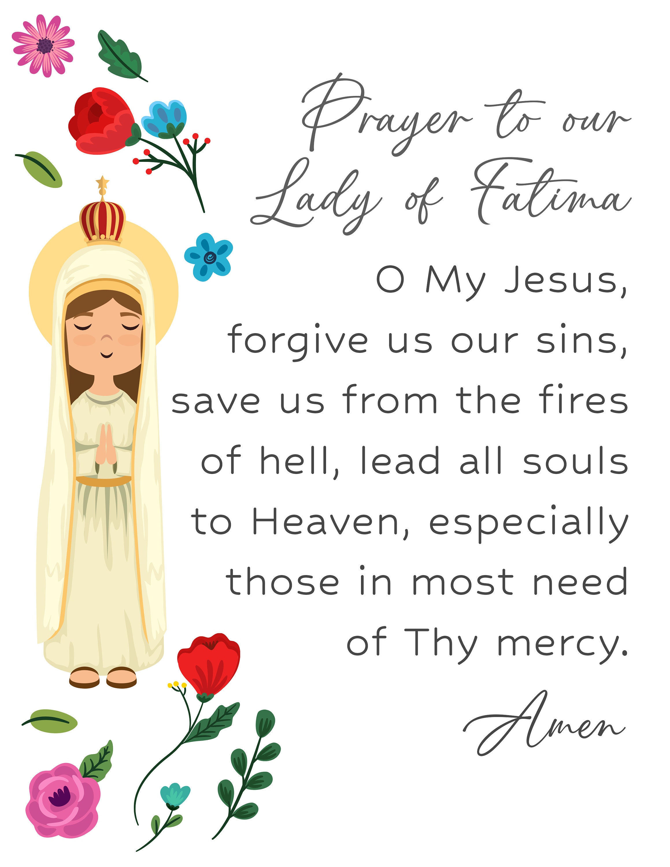 Fatima Prayer in English and Latin - Digital Download - Etsy