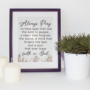 Always Pray Printable Prayer Wall Art--printable Prayer, Catholic Art ...