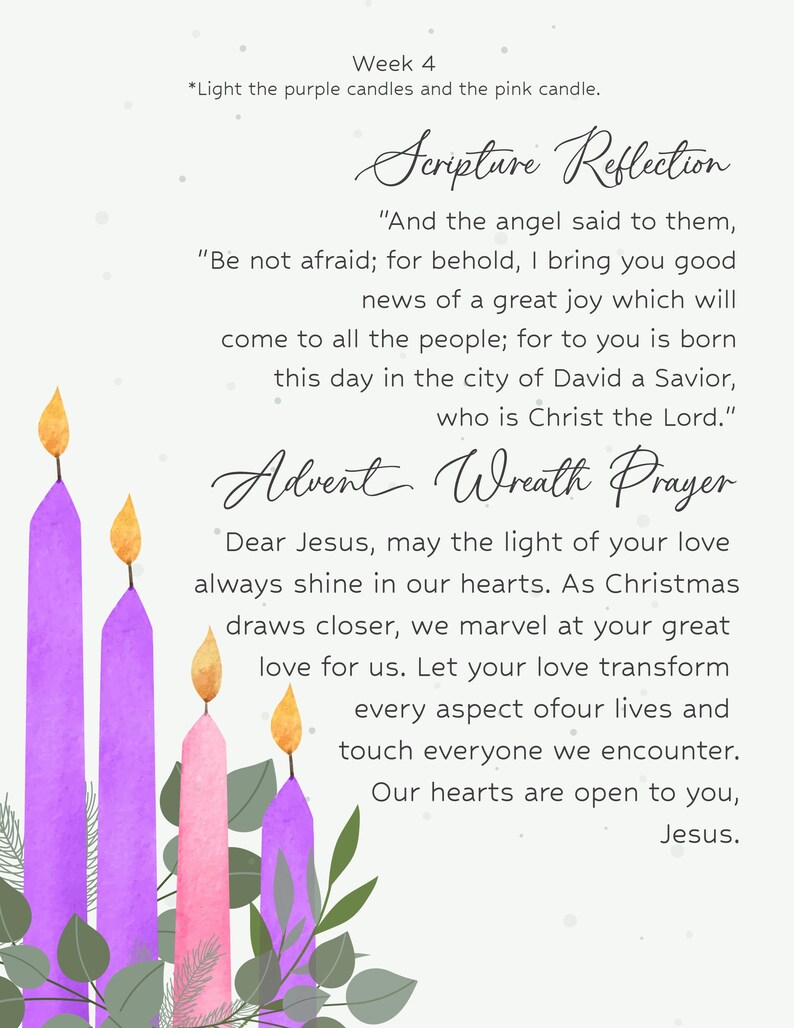 Printable Four-week Advent Candle Lighting & Prayer Guide for ...