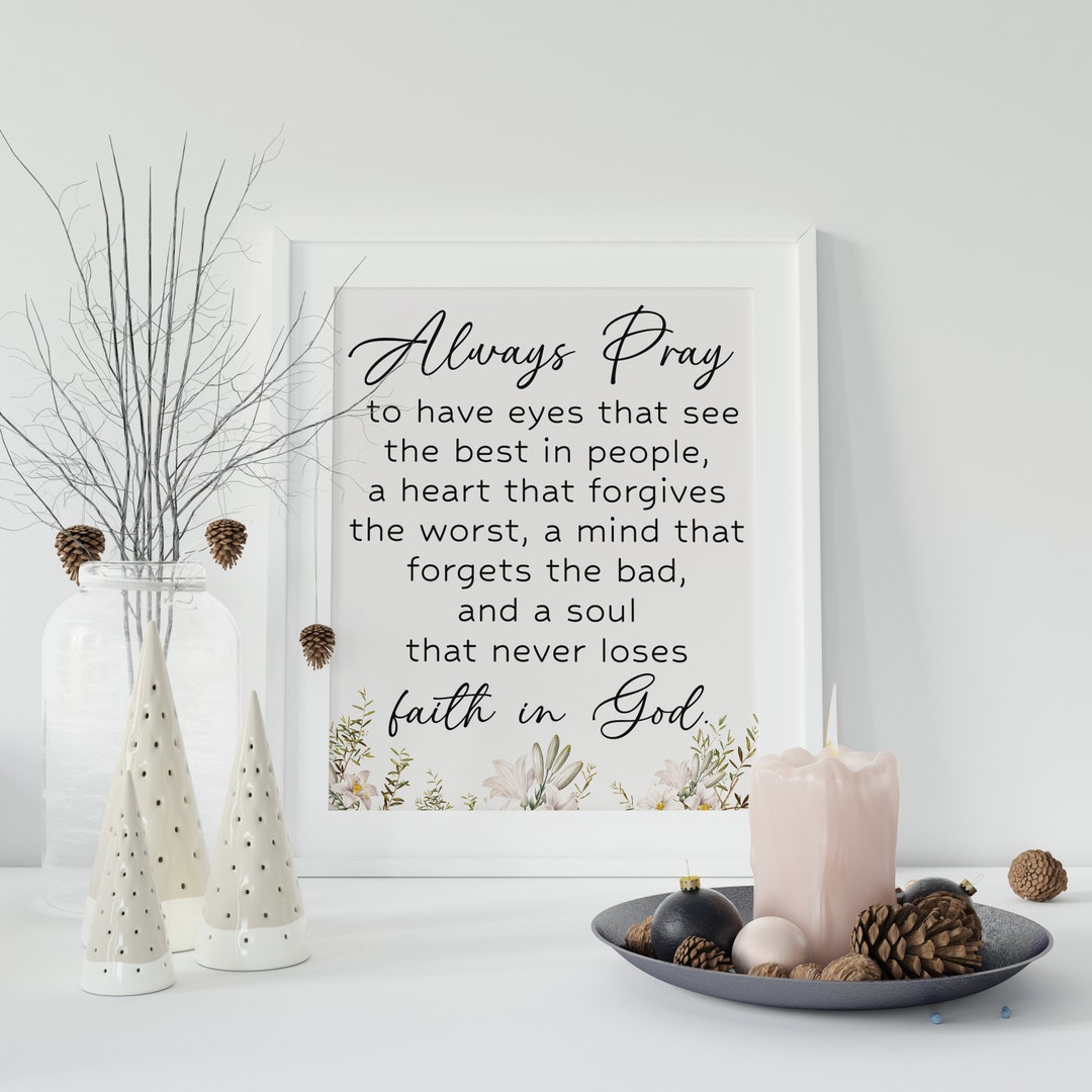 Always Pray Printable Prayer Wall Art--printable Prayer, Catholic Art ...