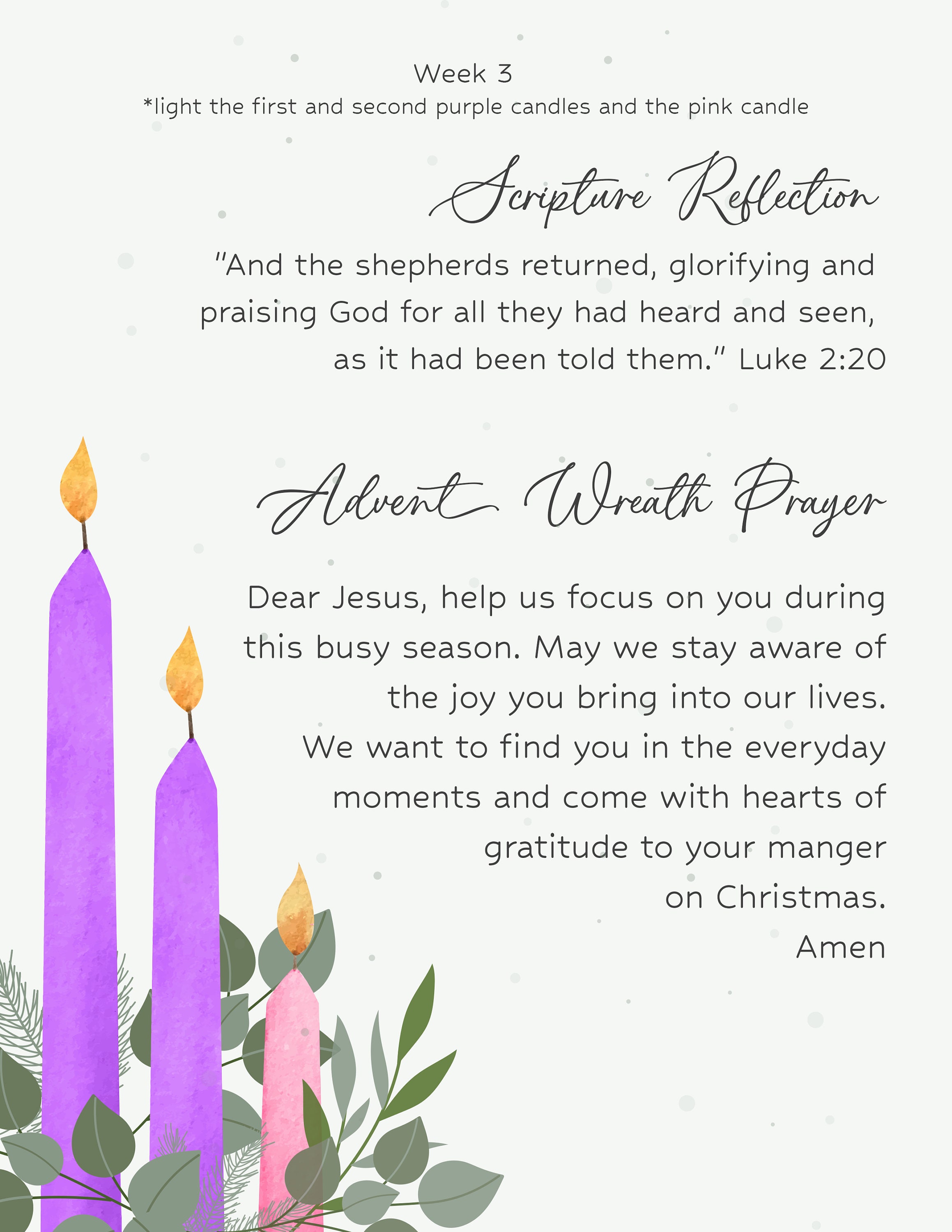 Printable Four-week Advent Candle Lighting & Prayer Guide for ...