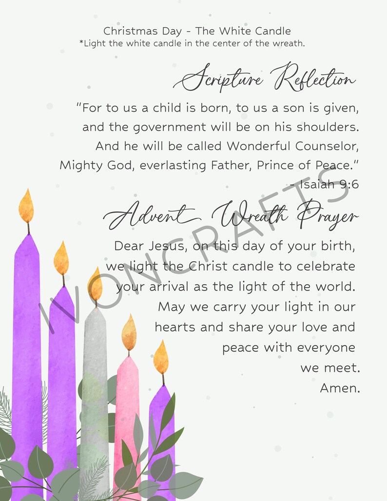 Printable Four-week Advent Candle Lighting & Prayer Guide for ...