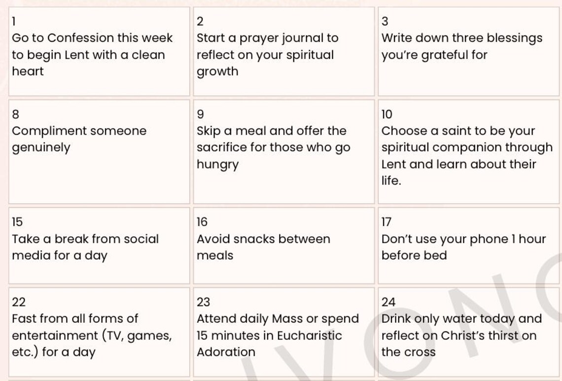 40 Days of Lent Printable | Lenten Challenge | Catholic Lent Calendar ...