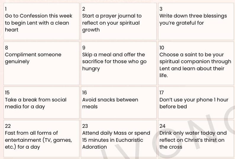 40 Days of Lent Printable | Lenten Challenge | Catholic Lent Calendar ...