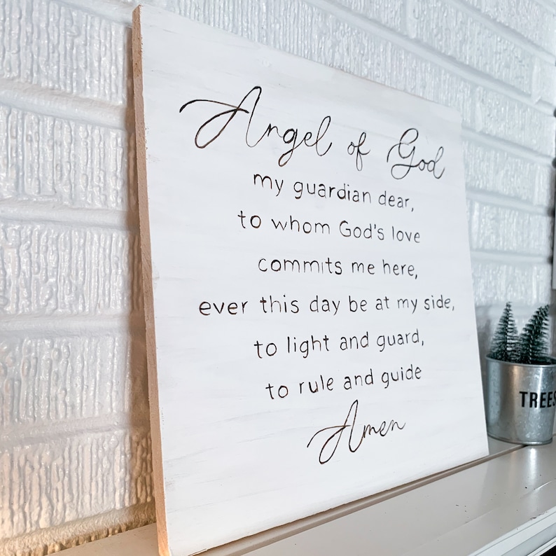 Guardian Angel Prayer Wall Decor Angel of God Prayer Hand-painted ...