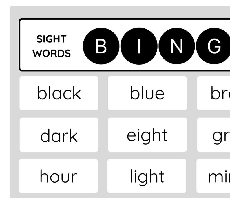 Sight Words Bingo Game: Printable Literacy Activity (PDF Download ...