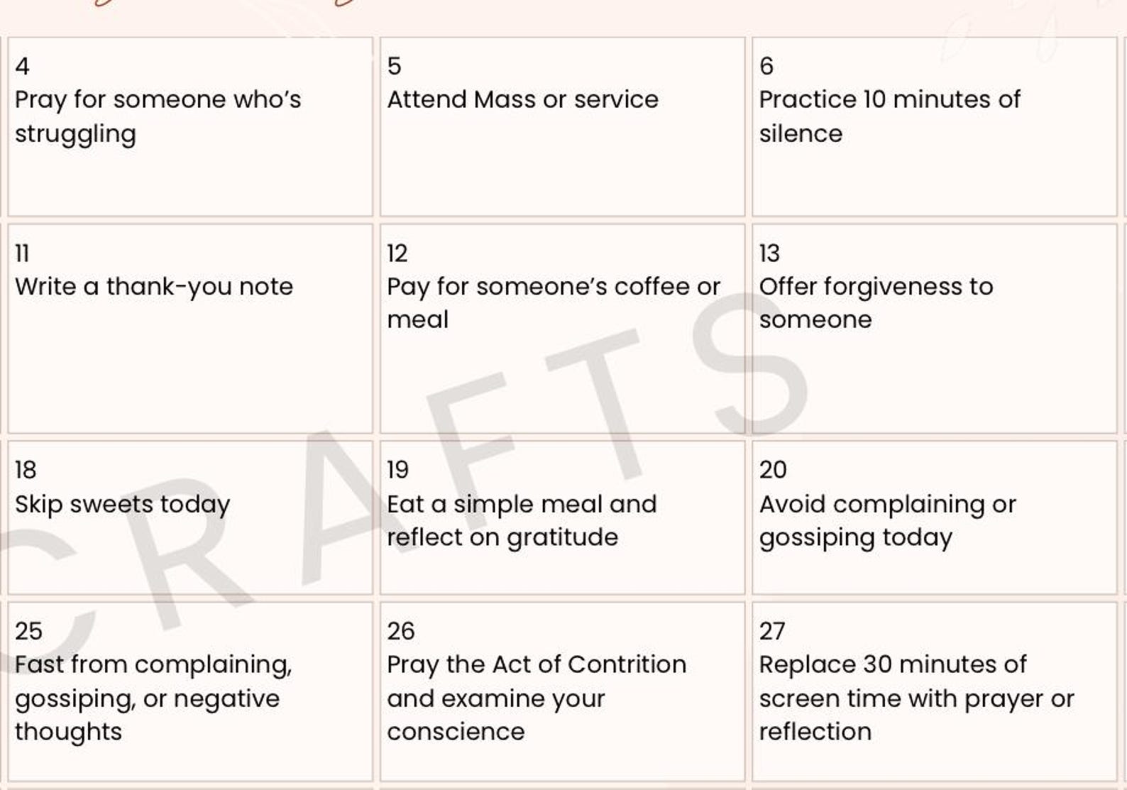 40 Days of Lent Printable | Lenten Challenge | Catholic Lent Calendar ...
