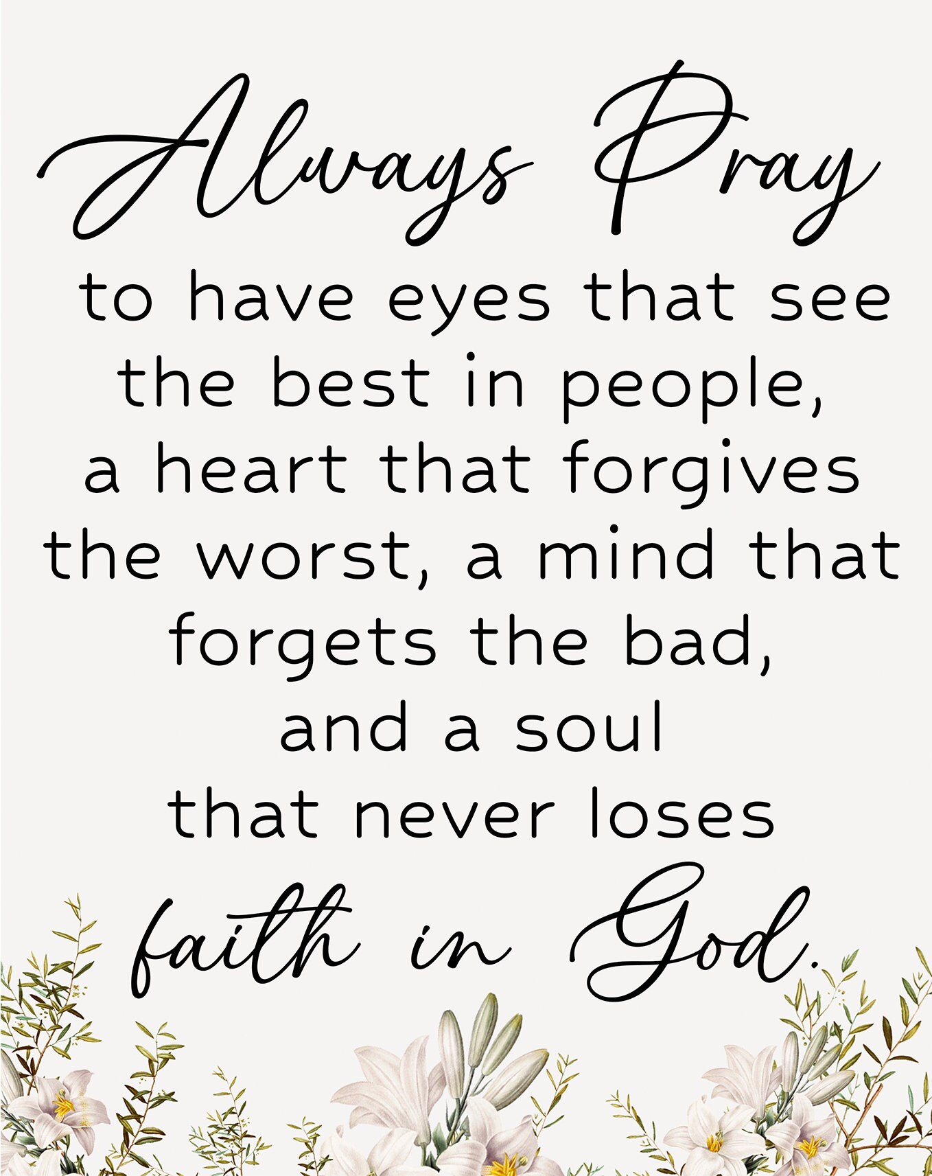 Always Pray Printable Prayer Wall Art--printable Prayer, Catholic Art ...