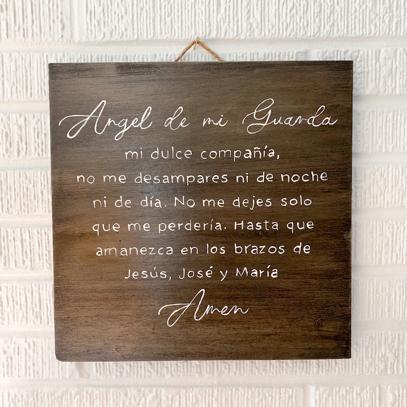 Guardian Angel Prayer Wall Art - Angel De Mi Guarda Oración - Etsy