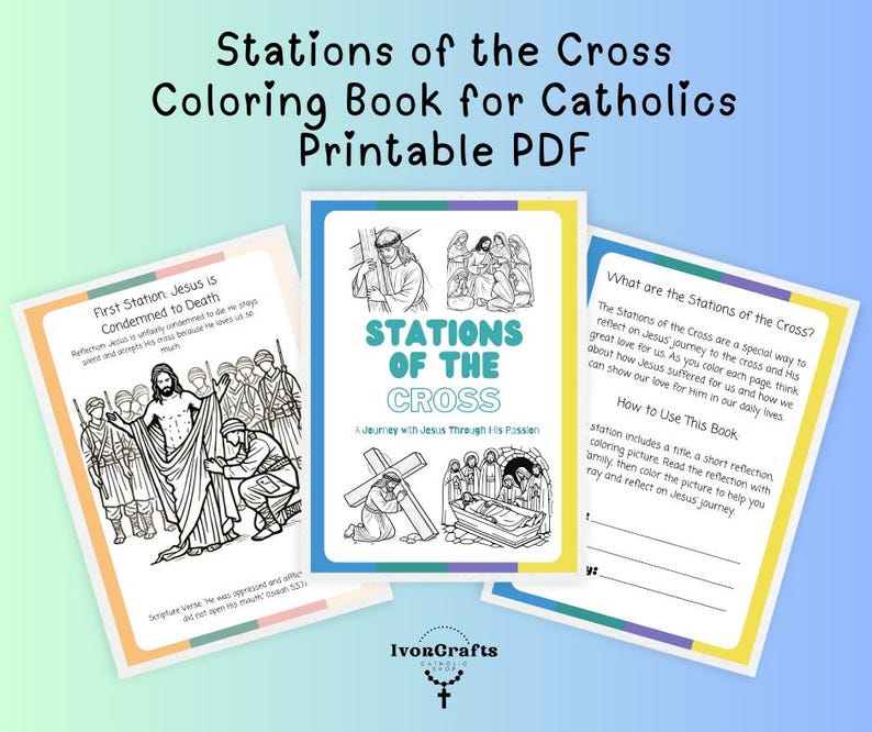 Stations of the Cross Coloring Book for Catholics - Printable PDF - Etsy