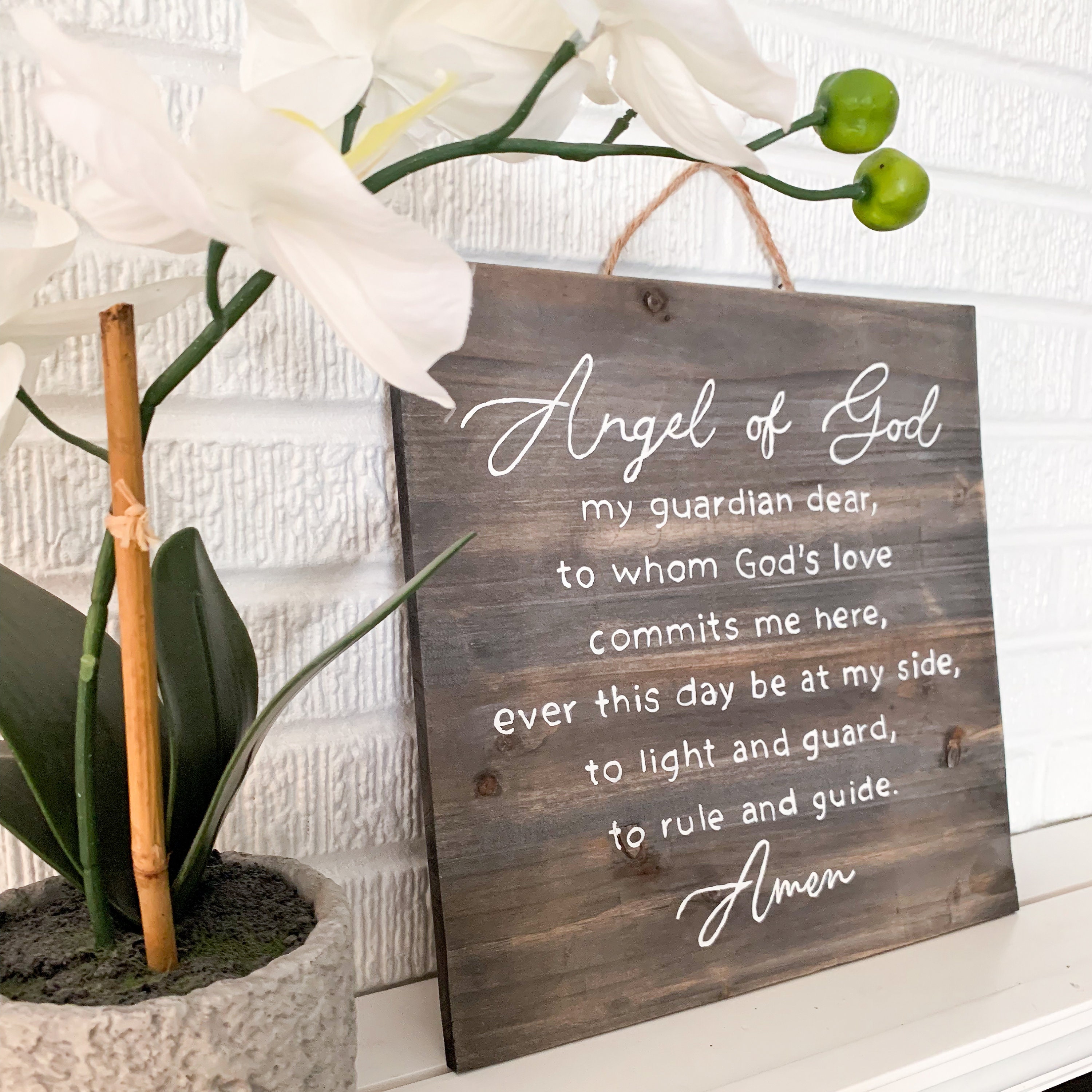 Guardian Angel Prayer Wall Decor | Angel of God Prayer | Hand-painted ...