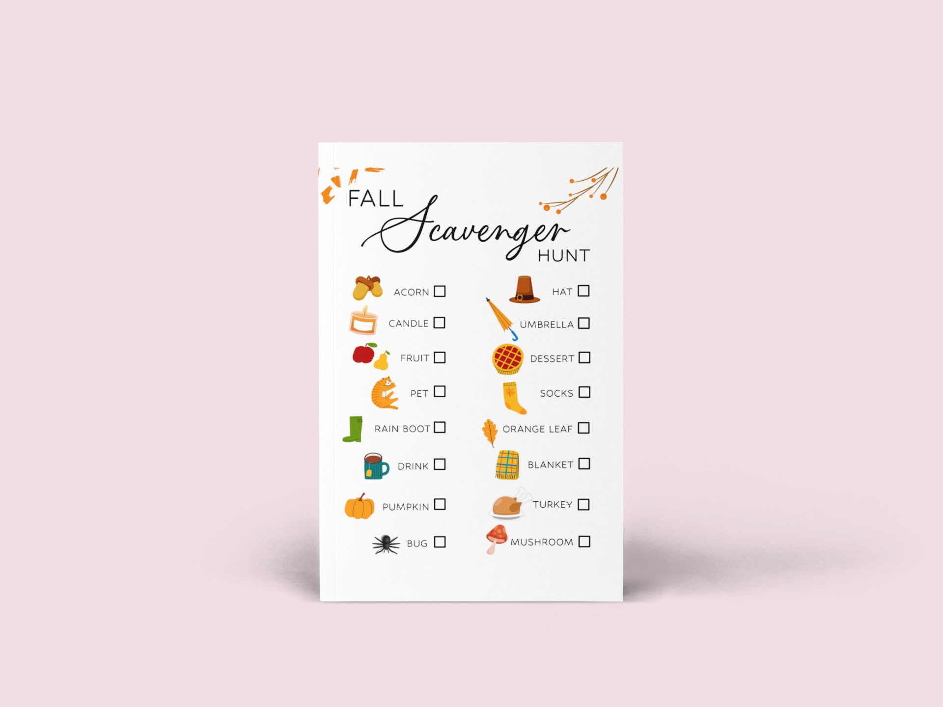 Fall Scavenger Hunt Card - Printable Game for Kids - Etsy