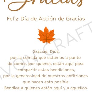 Spanish Thanksgiving Prayer Table Card With Name (digital Download) - Etsy