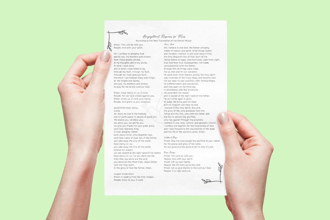 Catholic Mass Prayers & Responses Guide (digital Download) - Etsy