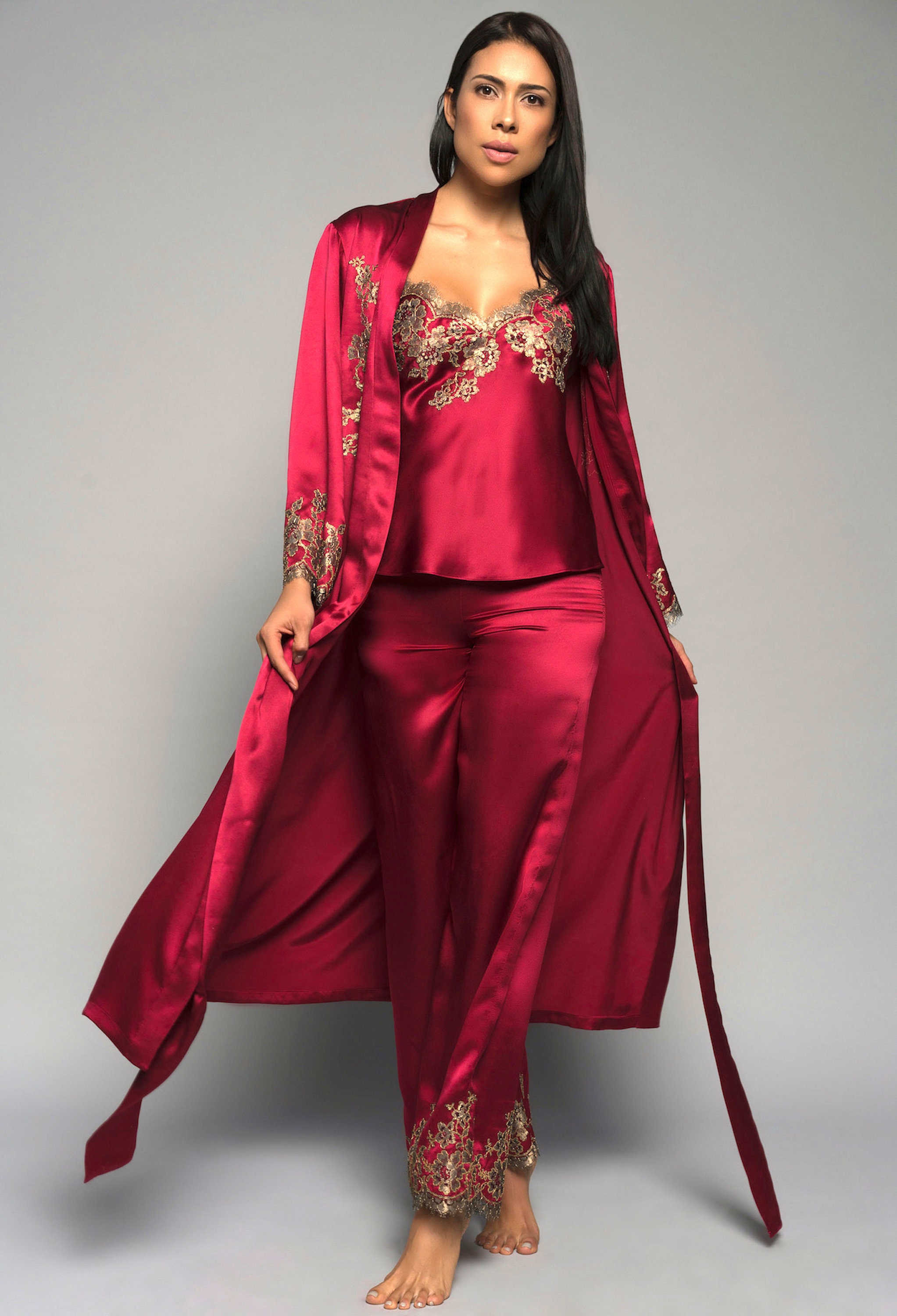 Cherry Red Silk Satin Pants Handmade Luxury Loungewear - Etsy