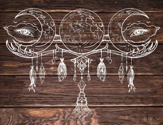 Triple Moon Art Full Moon Vector SVG DXF PNG Jpeg Files for | Etsy UK
